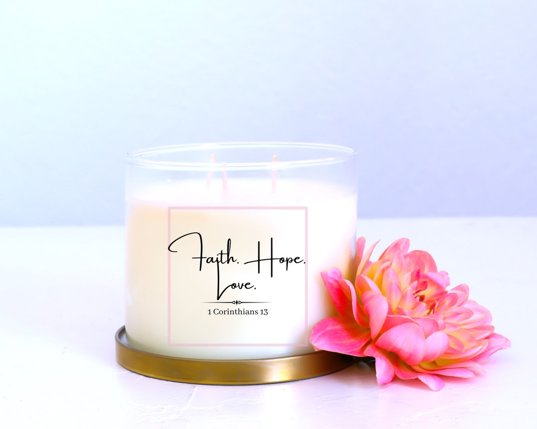 Faith Hope Love Minimalist Candle | 1 Corinthians 13:13 | Christian ...