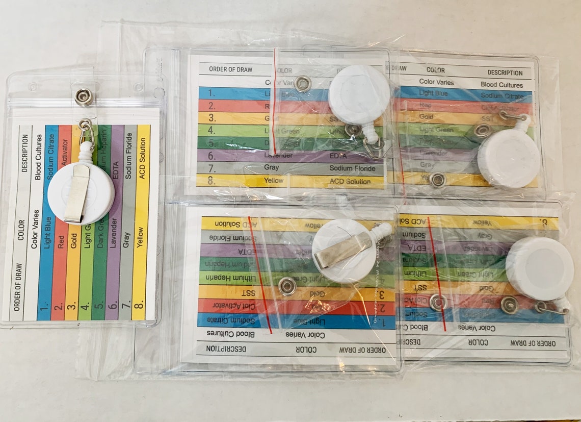 Phlebotomy Order Of Draw Badge & Reel 5 Pc. Lot | Etsy