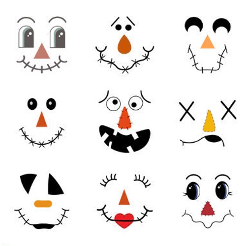 Scarecrow Faces SVG PNG JPG Commercial License Autumn Clipart - Etsy