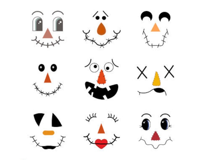 Scarecrow Faces SVG PNG JPG Commercial License Autumn Clipart ...