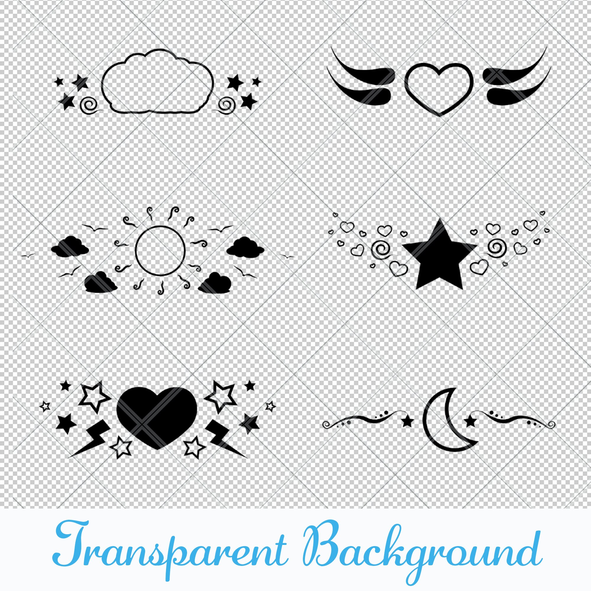 Divider SVG PNG Stars Moon Sun Heart Instant Download for Printables ...