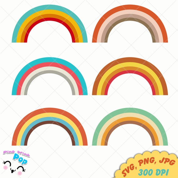 Retro Rainbow SVG PNG JPG Vector for Cut Files Stickers | Etsy