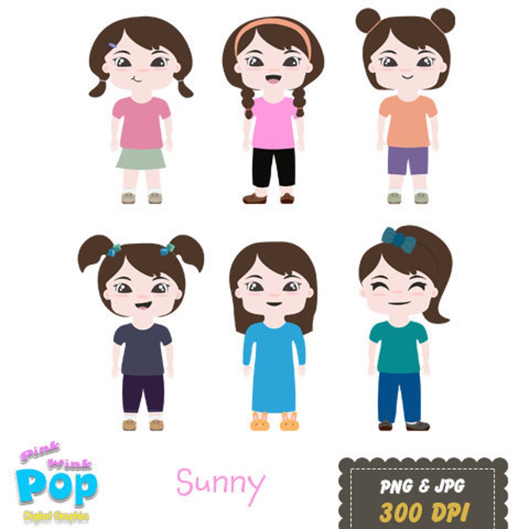 Sunny Girl Clipart PNG JPG Cartoon Commercial License Planner Stickers ...