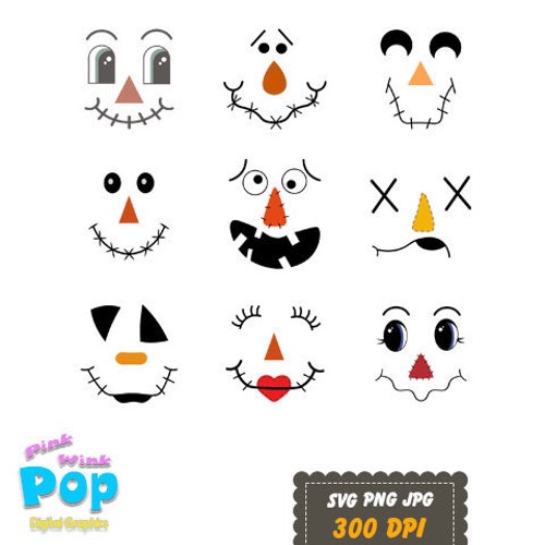 Scarecrow Faces SVG PNG JPG Commercial License Autumn Clipart - Etsy