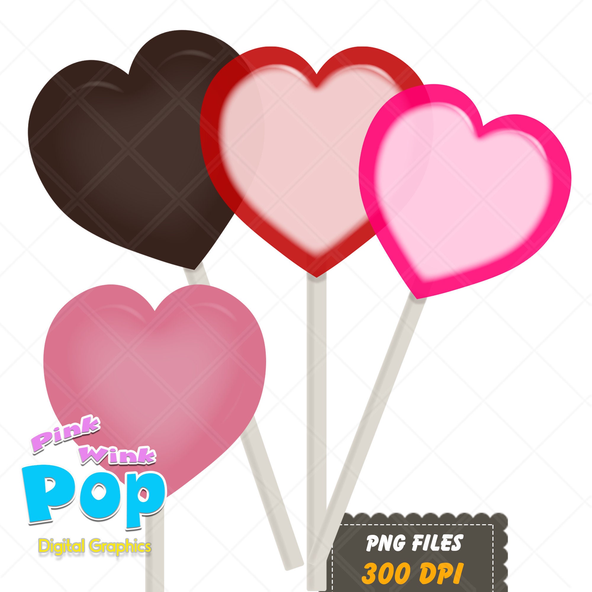 Heart Lollies PNG Mix&match Lolly Pop Candy Designed Digital Stickers ...