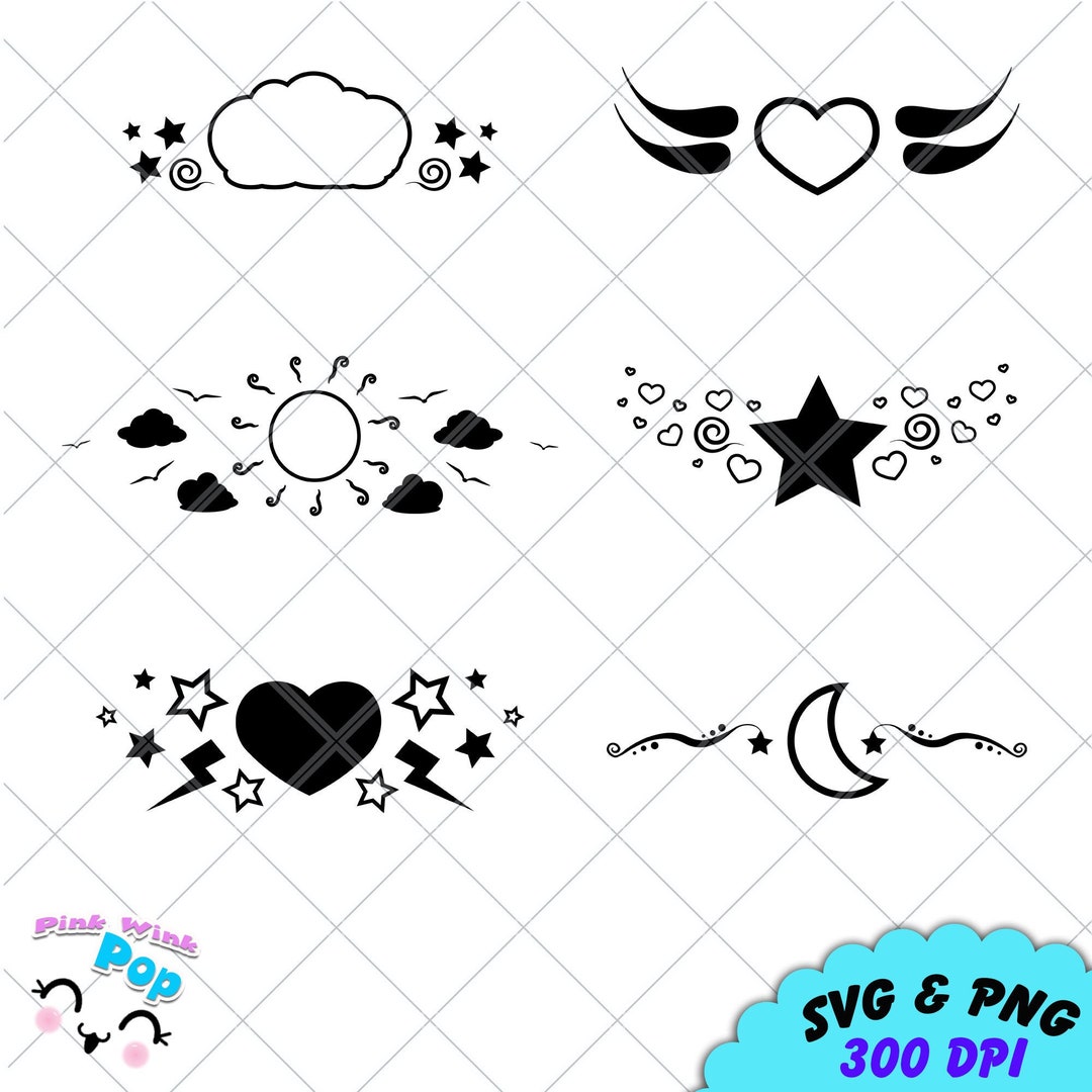 Divider SVG PNG Stars Moon Sun Heart Instant Download for Printables ...