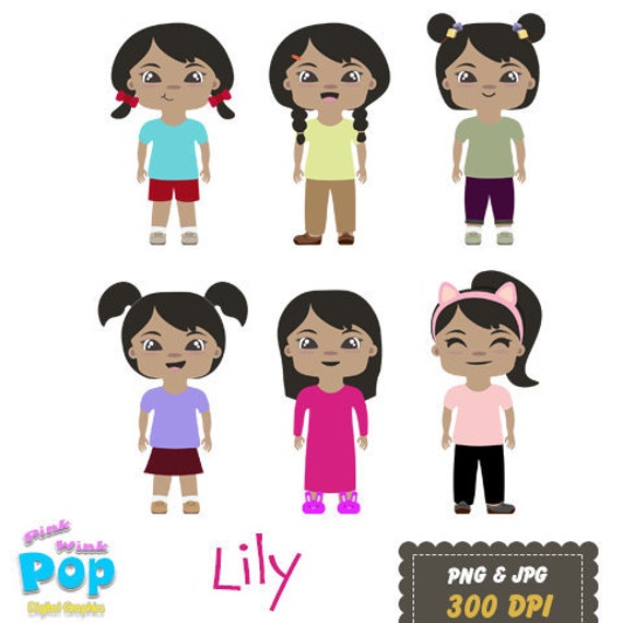 Lily Girl Clipart PNG JPG Cartoon Commercial License Planners | Etsy