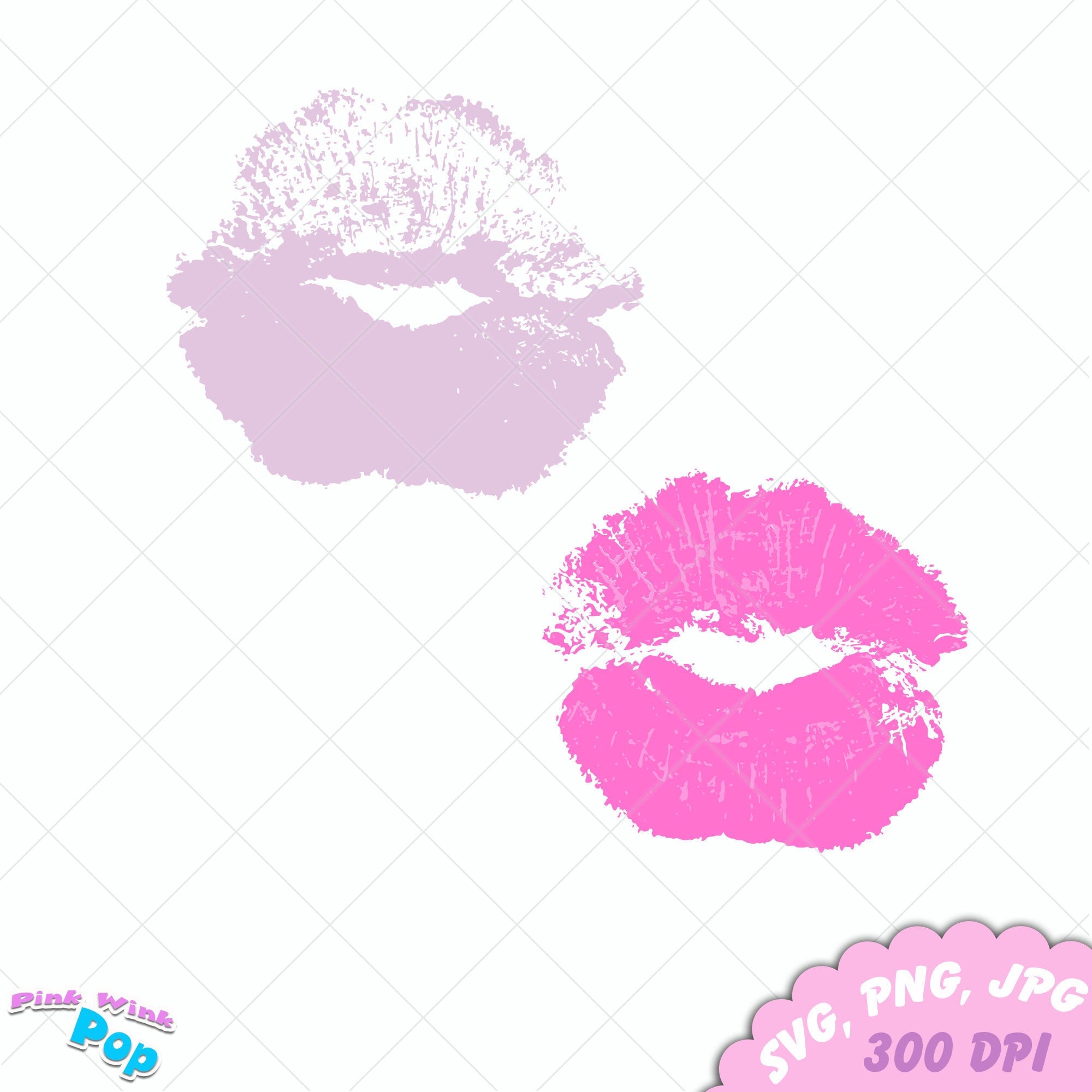 Lipstick Kisses PNG JPG Lips Kiss Clipart Pink Transparent - Etsy