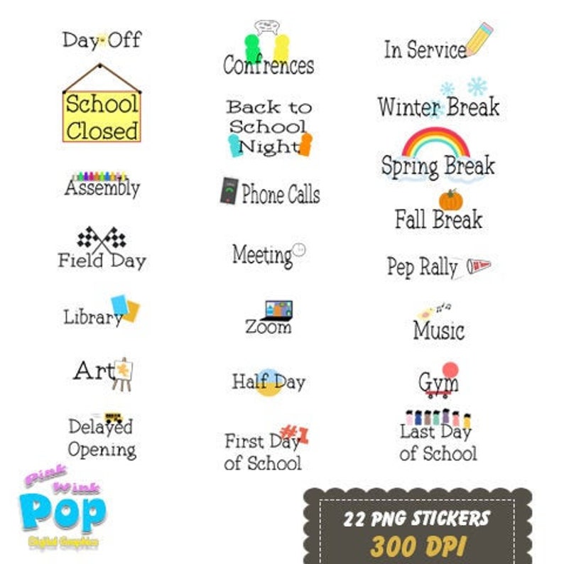 Digital Stickers PNG Teacher Planners Notebooks Commercial License ...
