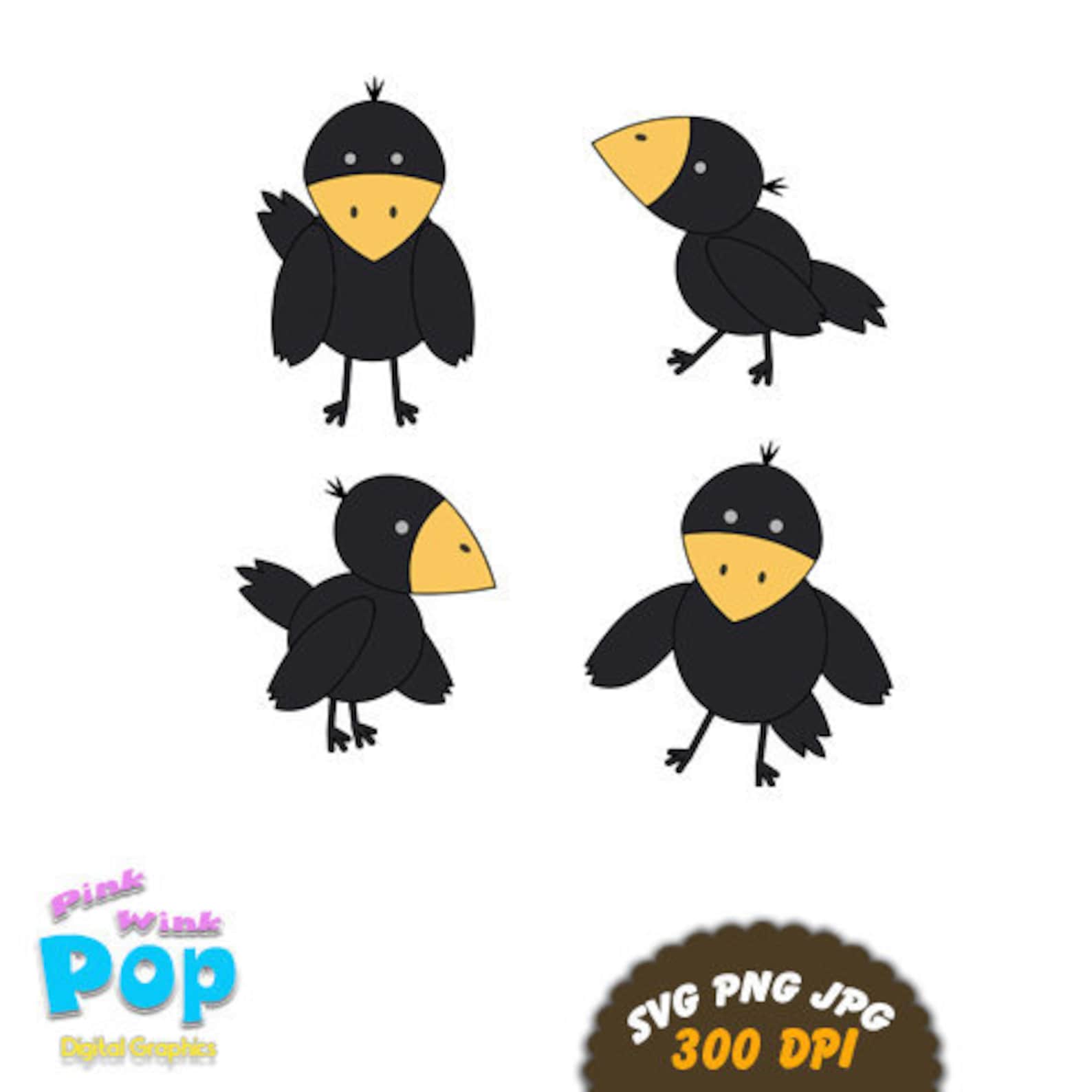 Fall Crows SVG PNG JPG Autumn Crows Commercial License Cut File Clipart ...