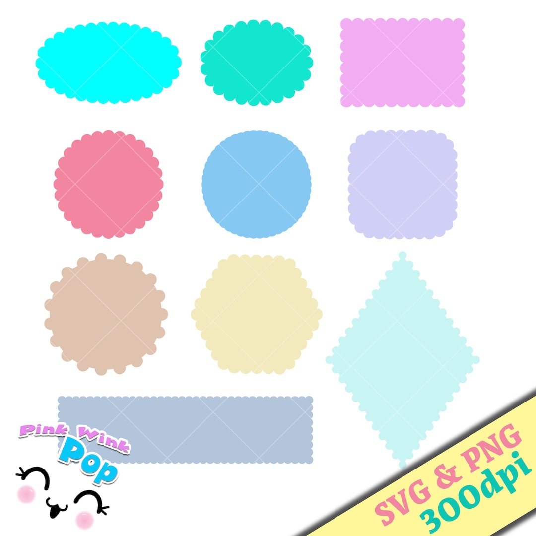 SVG PNG Scalloped Labels for Food Tags Weddings Bottles Favors Brochure ...