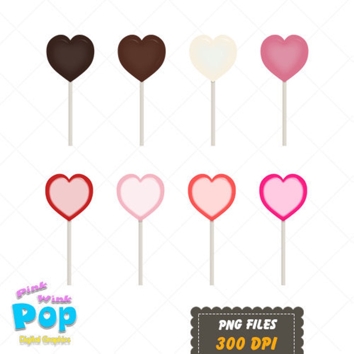 Heart Lollies PNG Mix&match Lolly Pop Candy Designed Digital Stickers ...