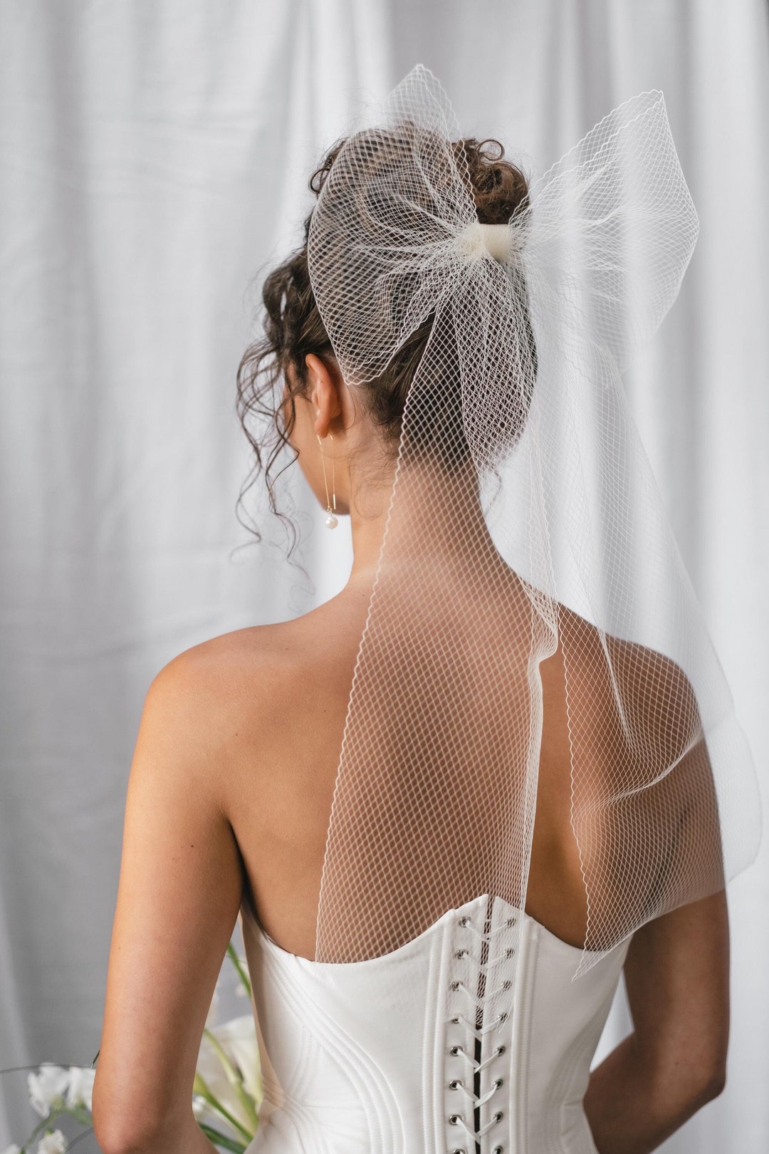 Netted Bow Veil - Metal Comb - Made to Order Bridal Hair Accessories ...