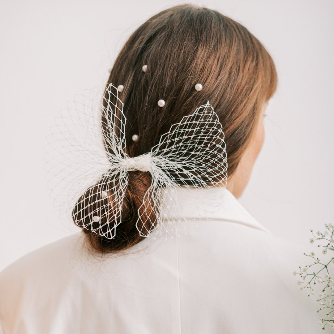 Netted Bow - Metal Comb Hair Slide - Made to Order Bridal Hair ...