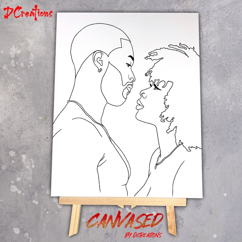 Soul Gazing | Pre-drawn Canvas | Outlined Canvas | Sip and Paint | DIY ...