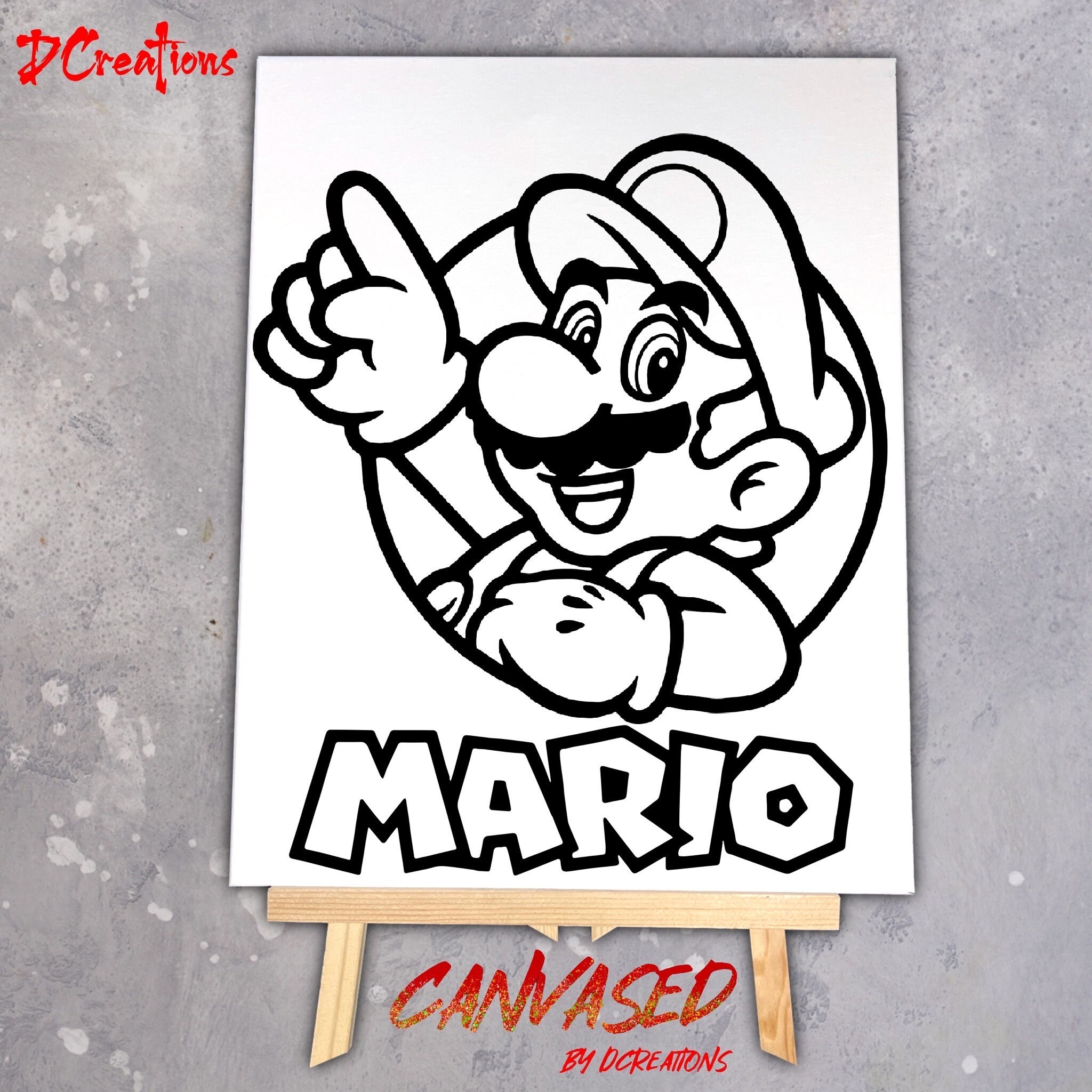 Mario | Pre-drawn Canvas | Outlined Canvas | Sip & Paint | DIY Paint ...