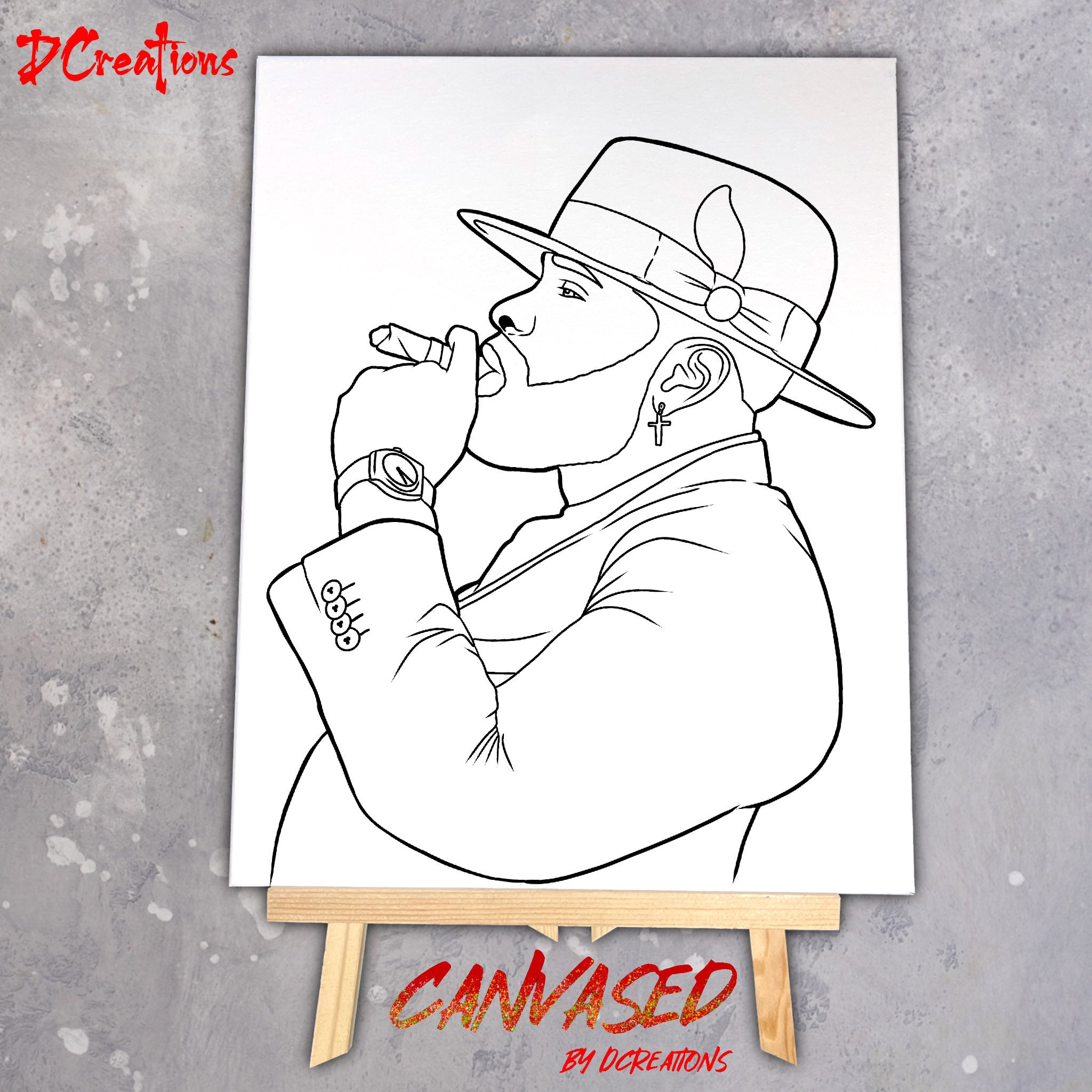 Classic Man Pre-drawn Canvas Outlined Canvas Sip & Paint - Etsy