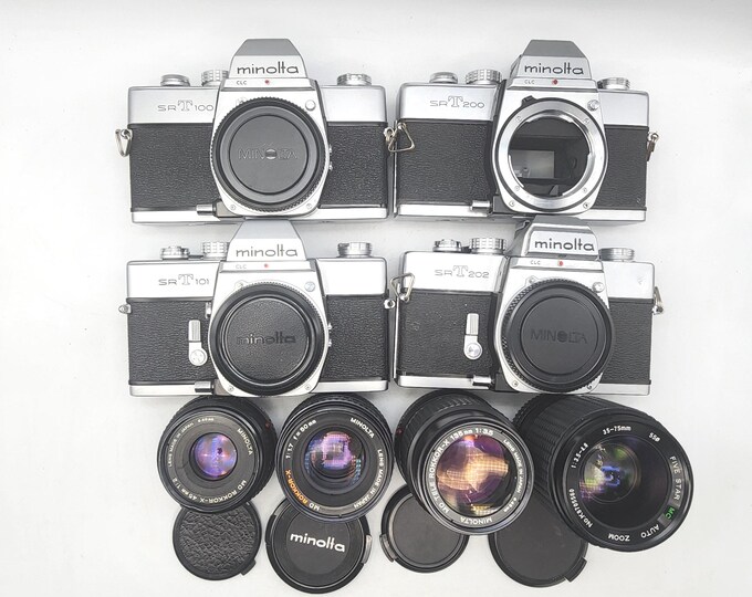 Minolta SRT 100, 101, 200 & 202 35mm Film Cameras With MD Rokkor-x 45mm ...