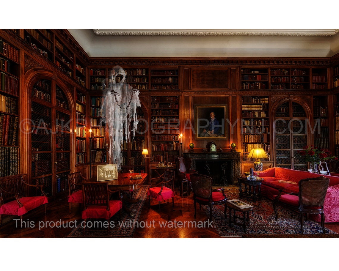 Ghost Floating in Haunted Study Halloween Digital Backdrop - Etsy