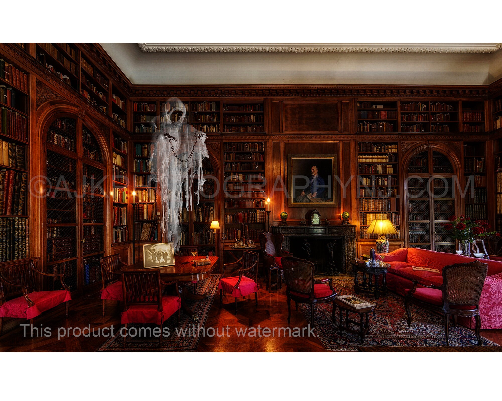 Ghost Floating in Haunted Study Halloween Digital Backdrop - Etsy
