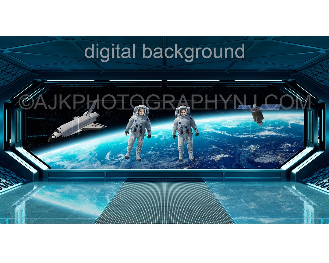 Astronaut Digital Background, 2 Astronauts Floating in Outer Space ...