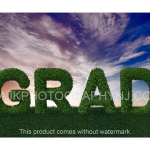 Graduation Digital Background, Bush Letters Spelling GRAD in Grassy ...