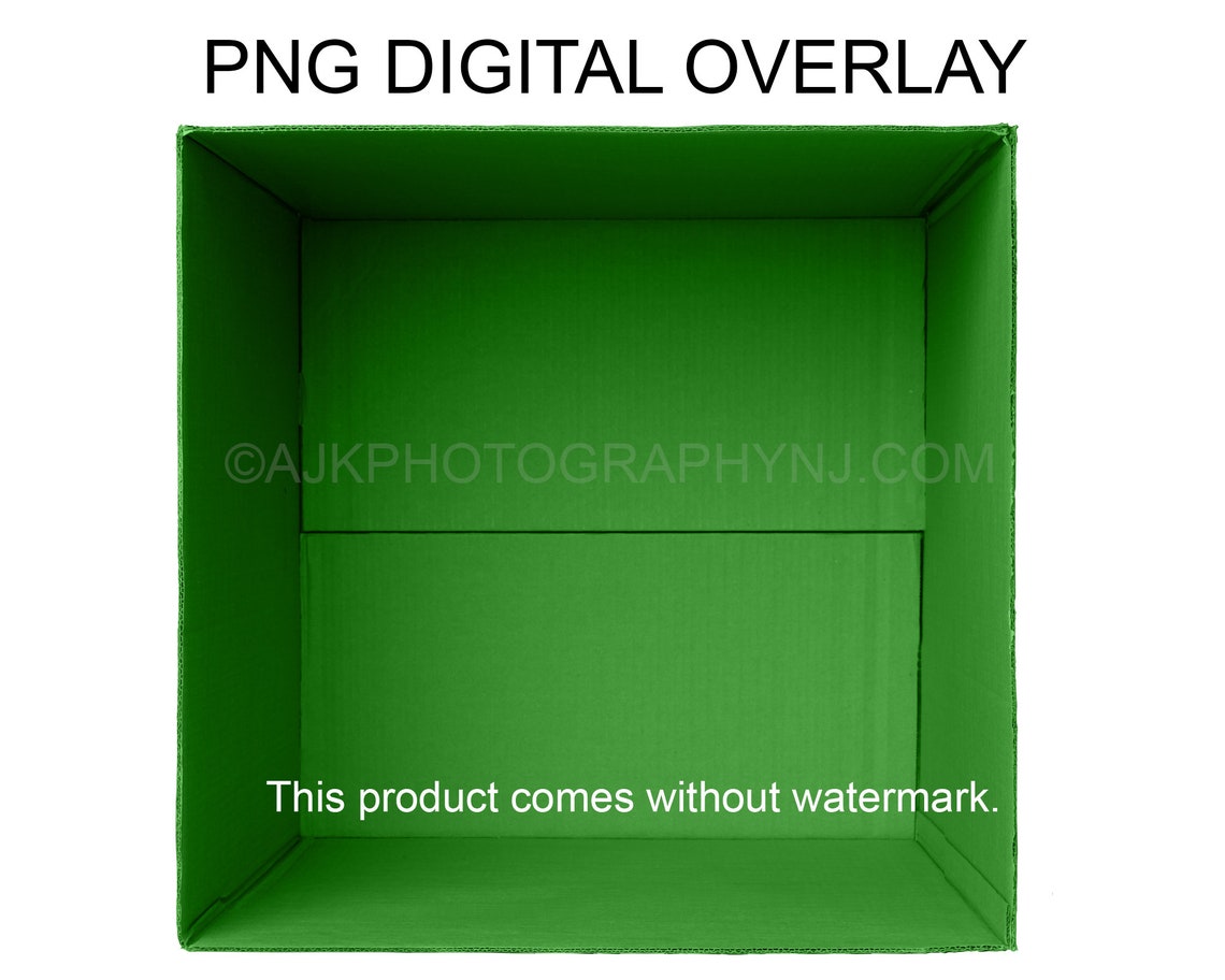 PNG Overlay Single Green Empty Cardboard Box Template - Etsy
