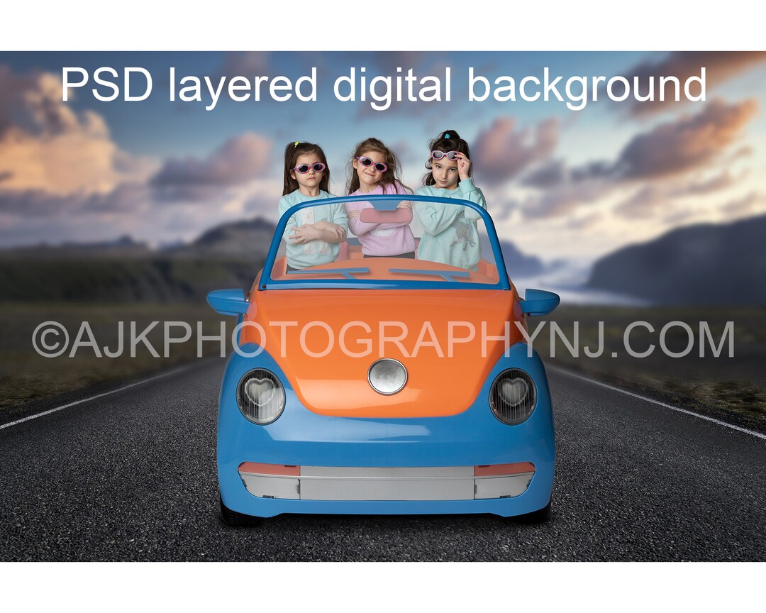 Digital Background, Toy Car Digital Backdrop, PSD Layered Photoshop ...