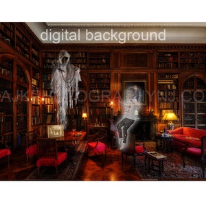 Ghost Floating in Haunted Study Halloween Digital Backdrop - Etsy