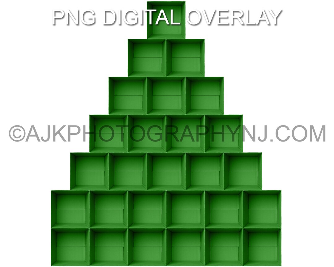 PNG Overlay, 27 Green Empty Cardboard Boxes Template, Christmas Tree ...