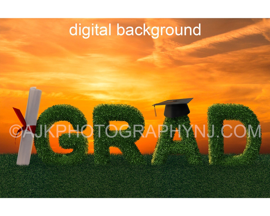 Graduation Digital Background, Giant Bush Letters Spelling GRAD in ...
