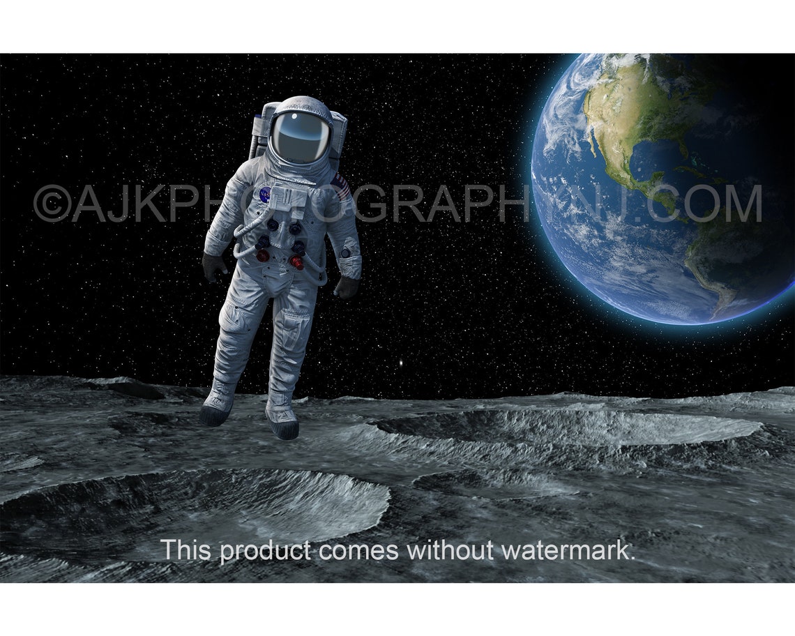 Astronaut Digital Background One Astronaut in Outer Space - Etsy