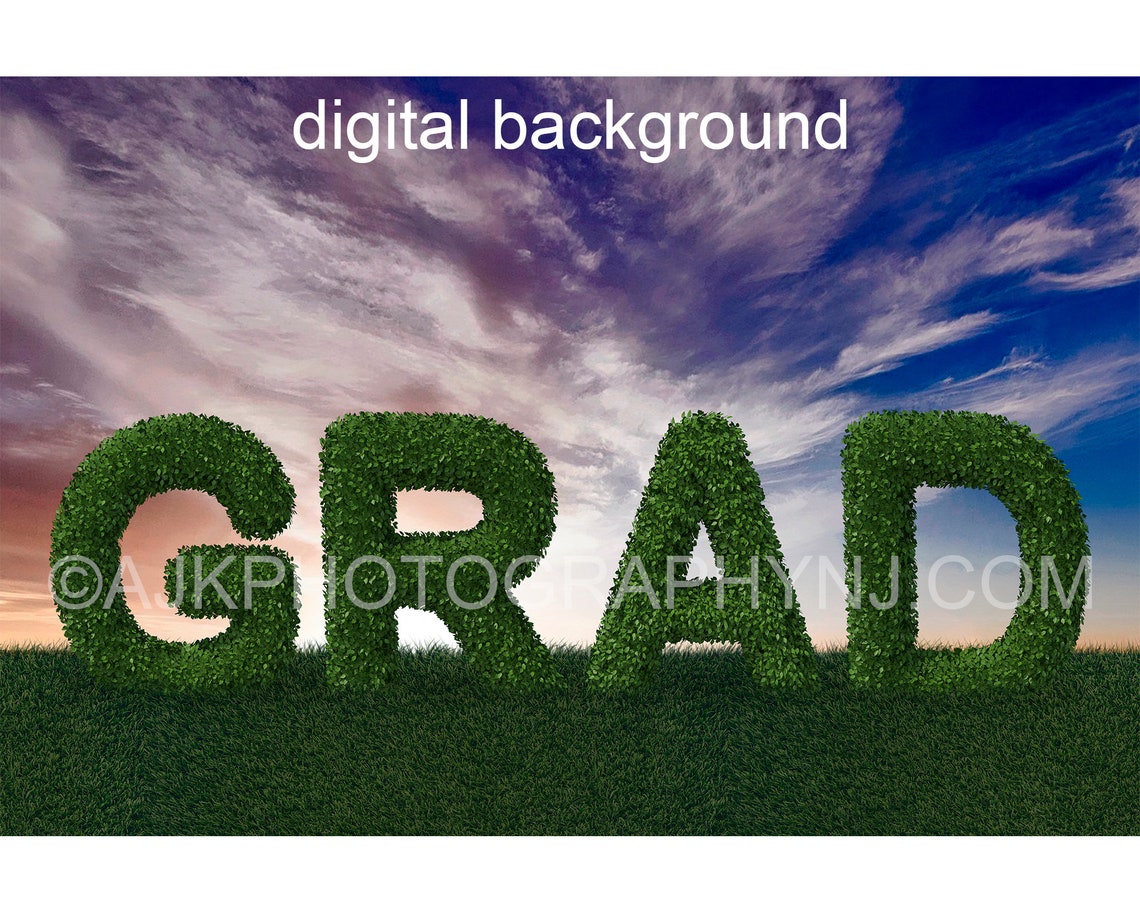 Graduation Digital Background Bush Letters Spelling GRAD in - Etsy