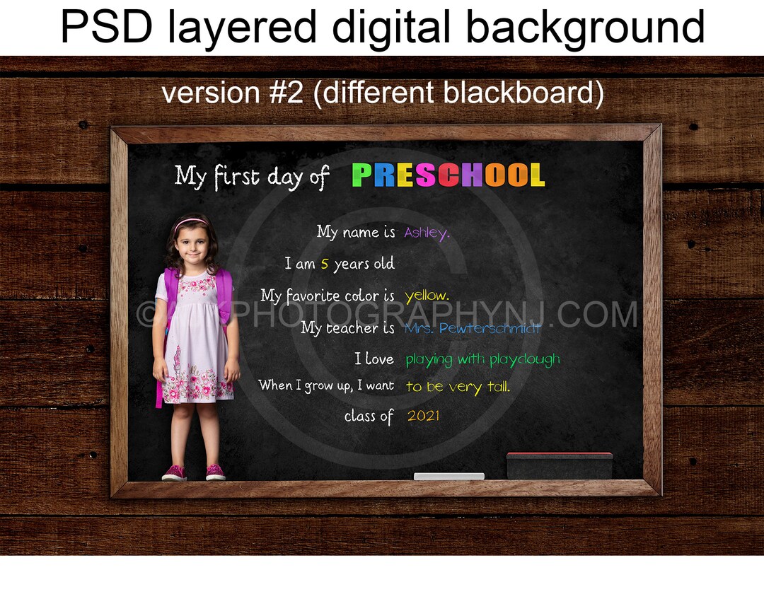 First Day of Preschool Customizable PSD Digital Background, Back to ...