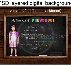 First Day of Preschool Customizable PSD Digital Background, Back to ...
