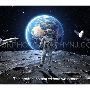 Astronaut Digital Background, One Astronaut in Outer Space on the Moon ...