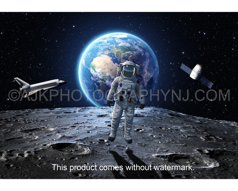 Astronaut Digital Background, One Astronaut in Outer Space on the Moon ...