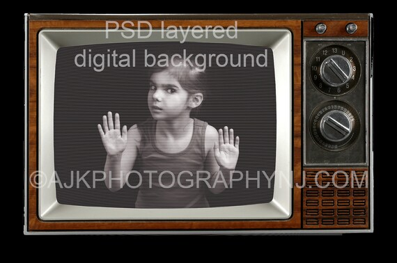 Photoshop PSD layered television set digital background | Etsy