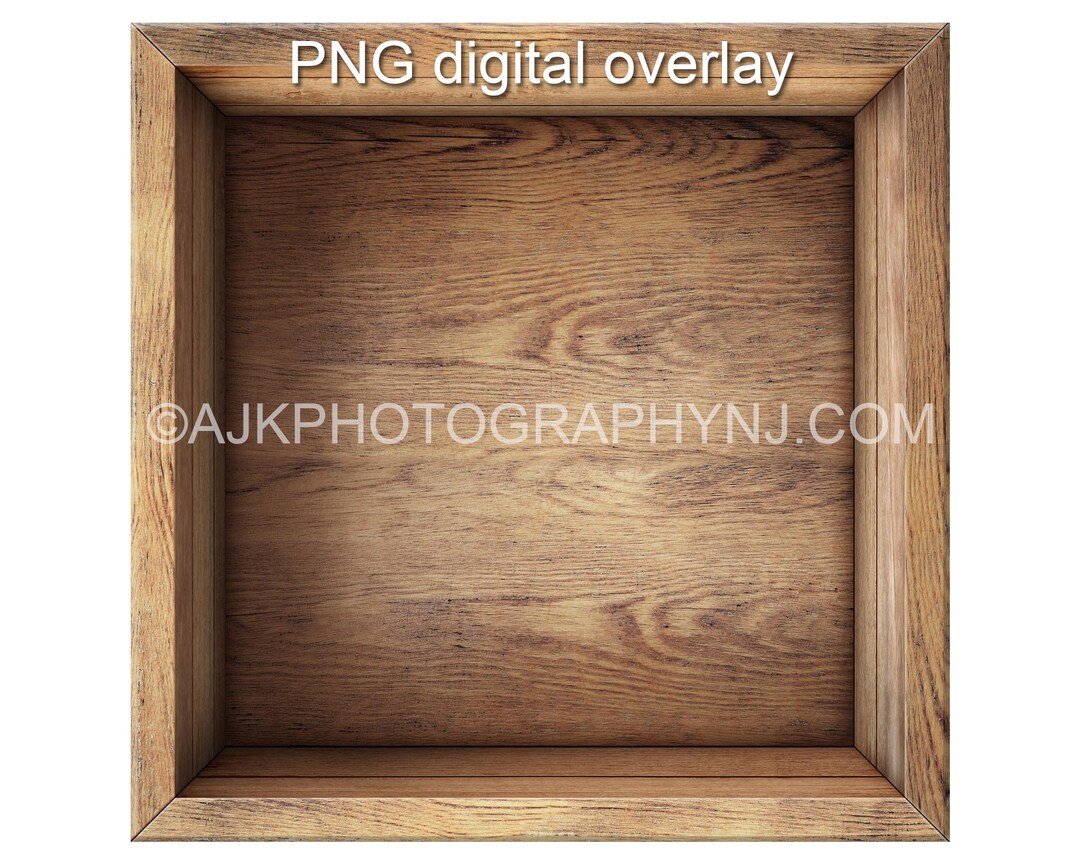 1 Empty Wood Box Template, PNG Digital Overlay, Version 2, Photography ...