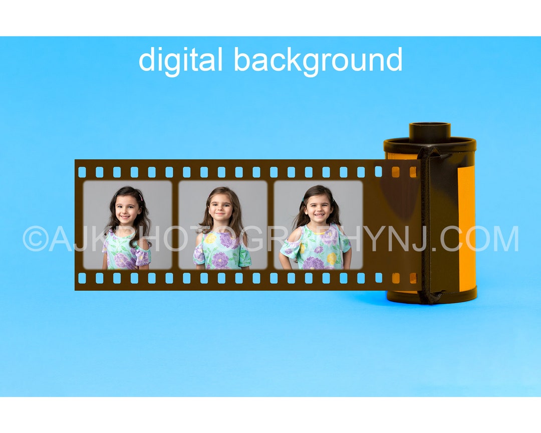 Digital Backdrop, Blank Roll of Film, Film Strip, Blue Background ...