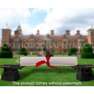 Graduation Digital Background, Giant Graduation Cap and Diploma, School ...