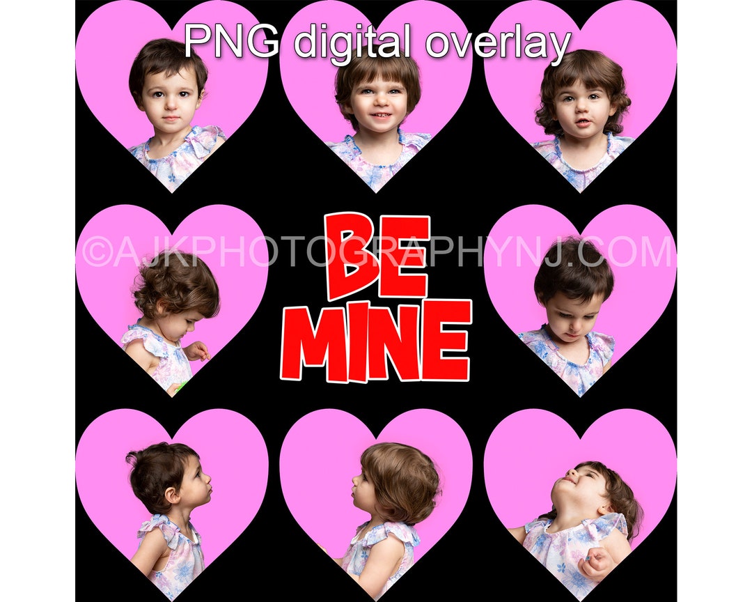 Valentine Digital Backdrop, Heart Shaped Template, Be Mine Lettering ...
