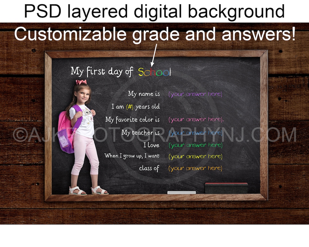 First Day of School Customizable PSD Digital Background, School Can Be ...