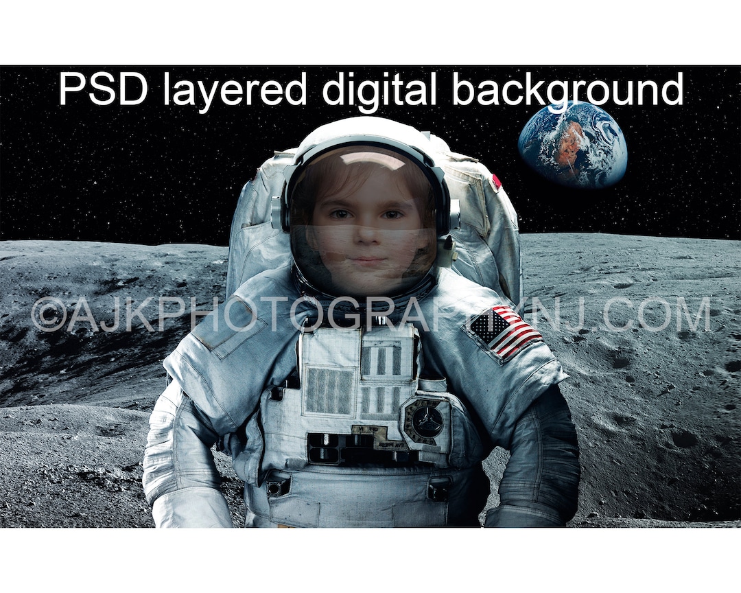 Astronaut Digital Background, One Astronaut in Outer Space on the Moon ...
