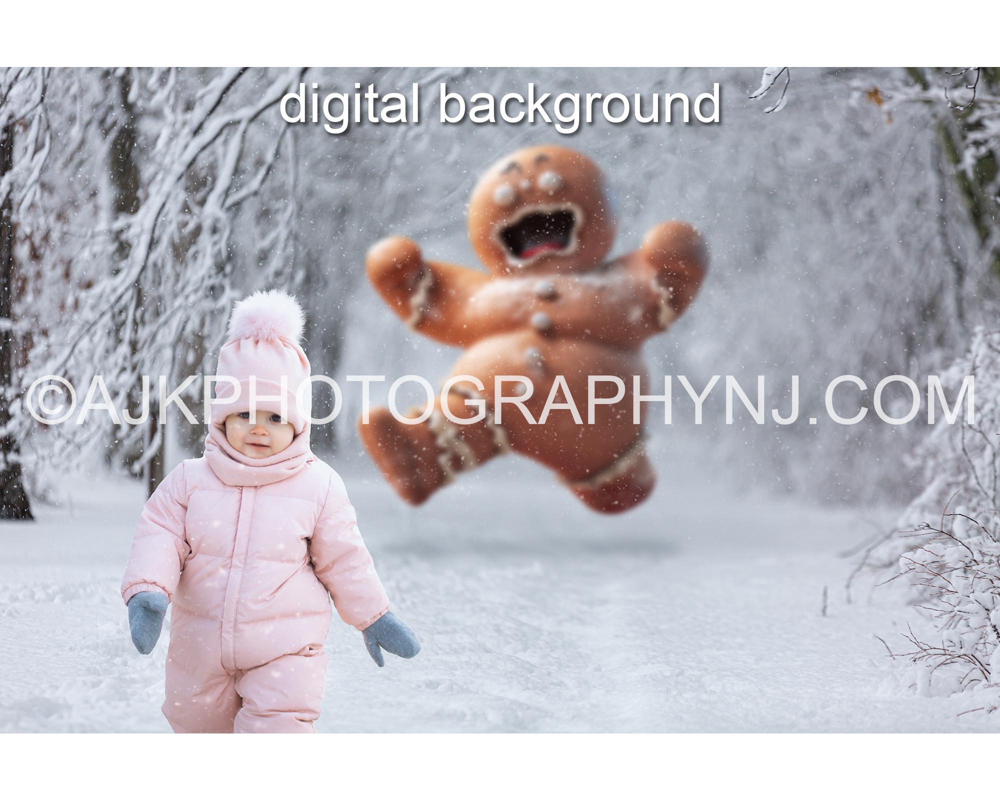Angry Gingerbread Man Digital Background, Gingerbread Man Running in ...