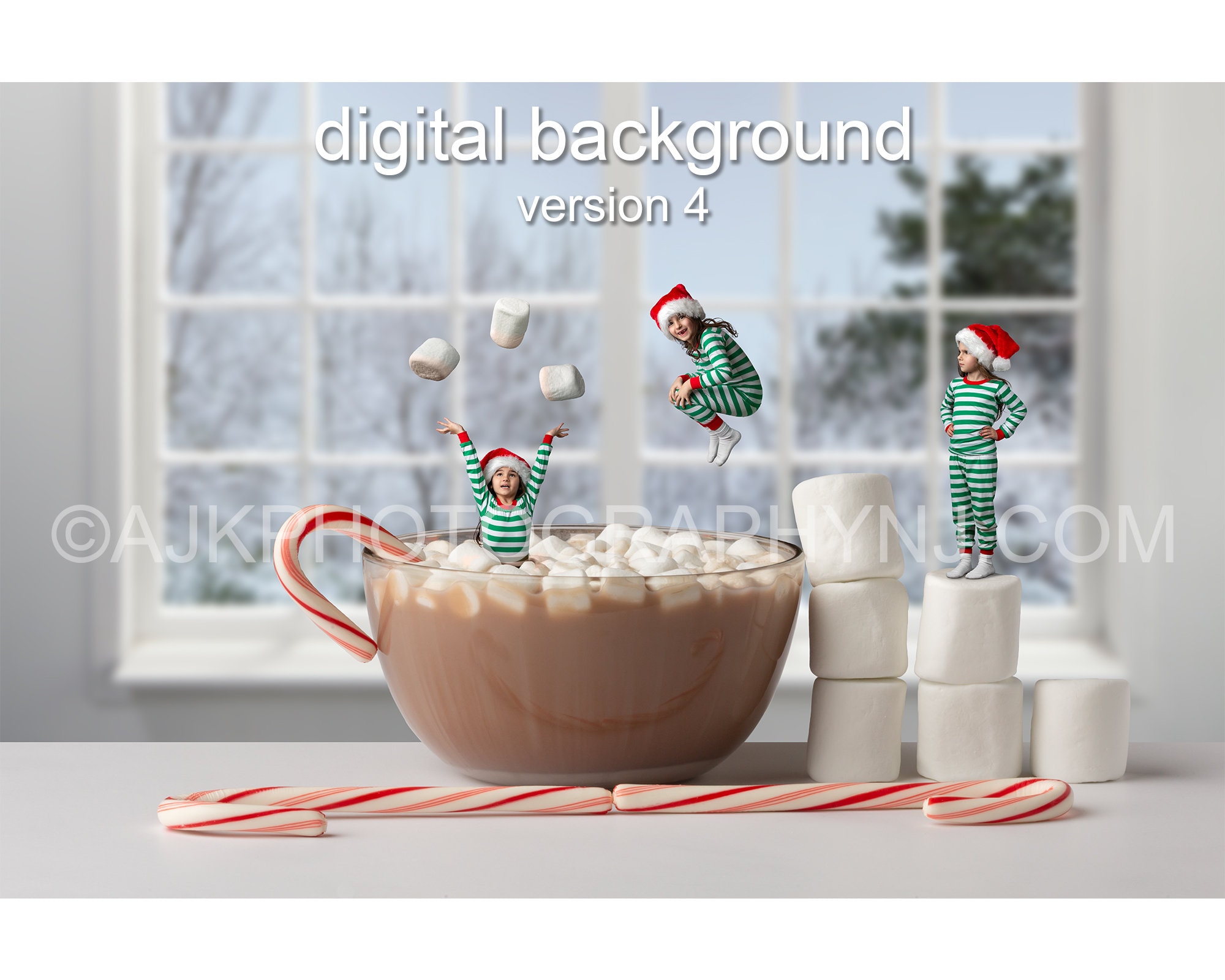 Christmas Digital Backdrop Hot Chocolate in Bowl With Candy - Etsy