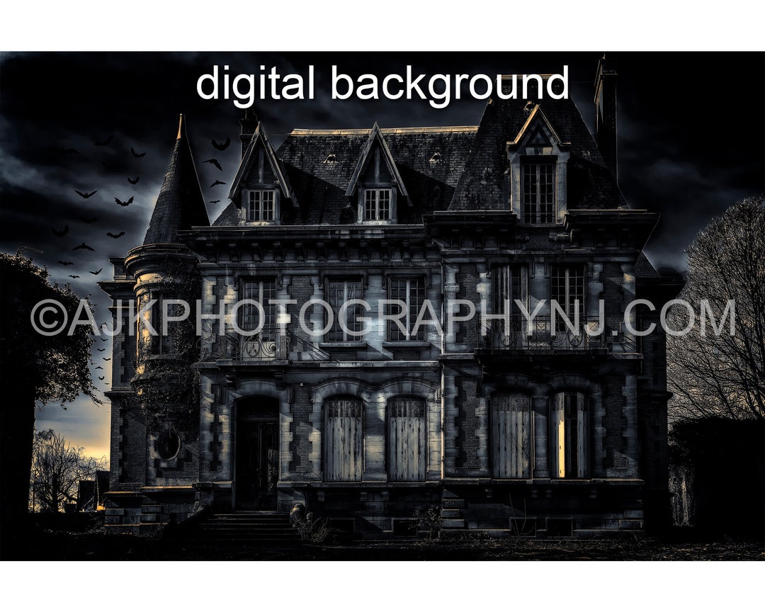 Spooky Haunted House Halloween Digital Background - Etsy