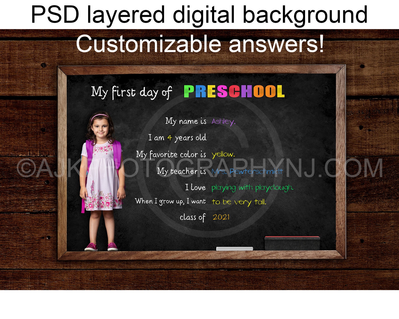 First day of preschool customizable PSD digital background | Etsy