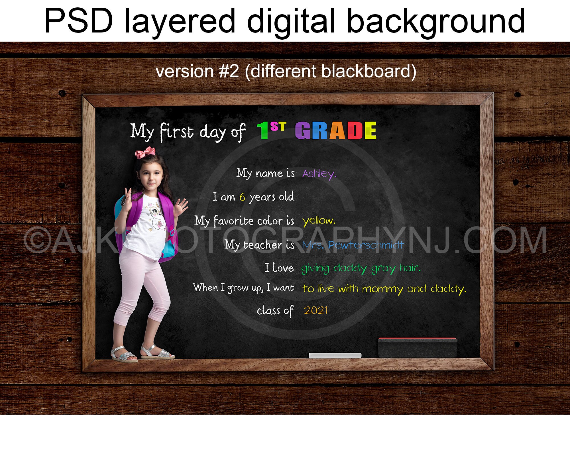 First Day of First Grade Customizable PSD Digital Background, Back to ...