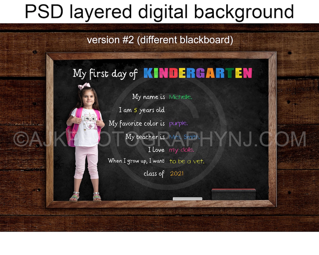 First Day of Kindergarten Customizable PSD Digital Background, Back to ...